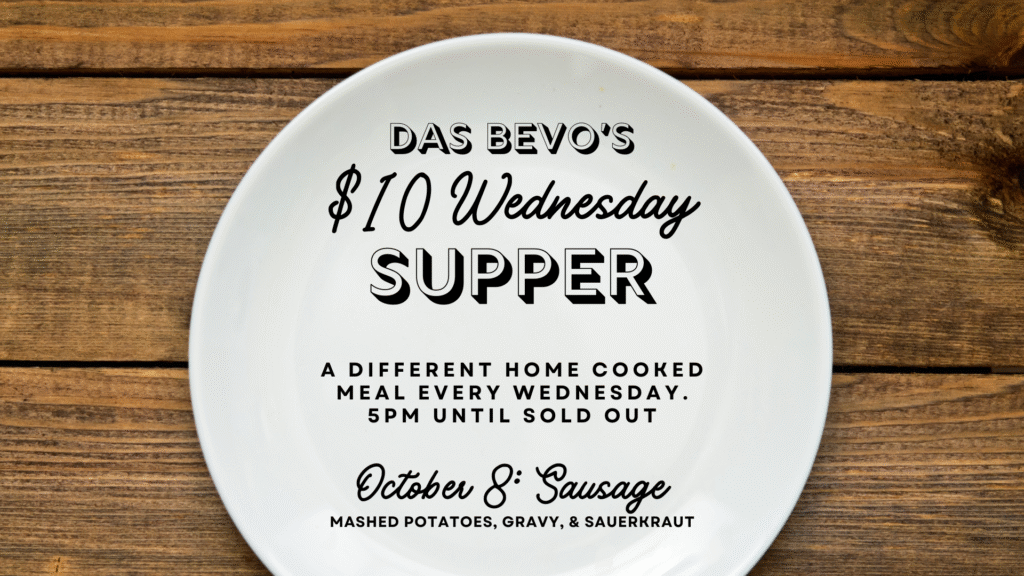 $10 Wednesday Sausage Supper | Das Bevo